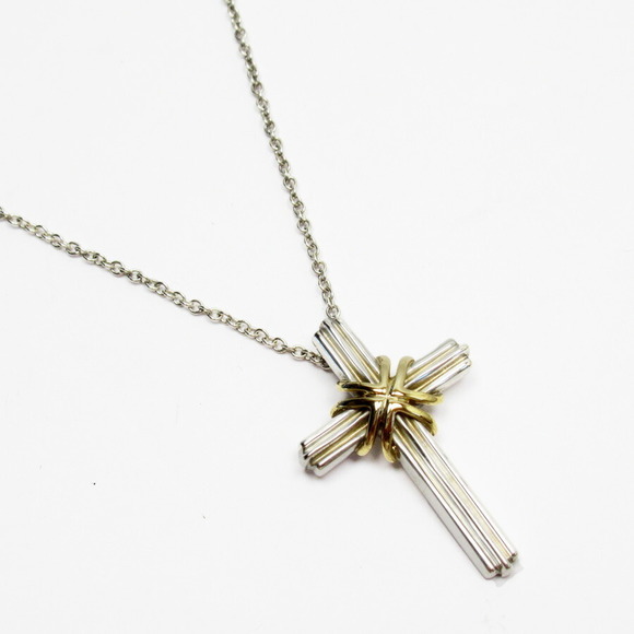 Tiffany & Co. | Jewelry | Tiffany Cross Necklace Silver Gold | Poshmark